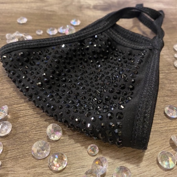 Accessories | 2 Black Crystal Bling Face Mask | Poshmark